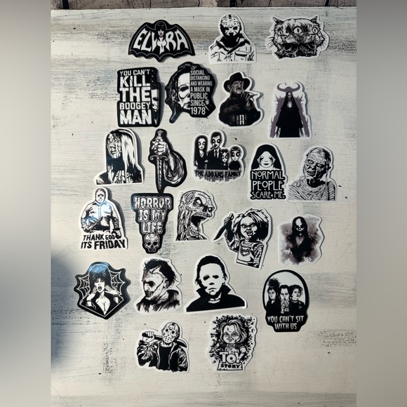 Other | Black White Horror Stickers Scary Stickers Lot Of 23 Jason ...